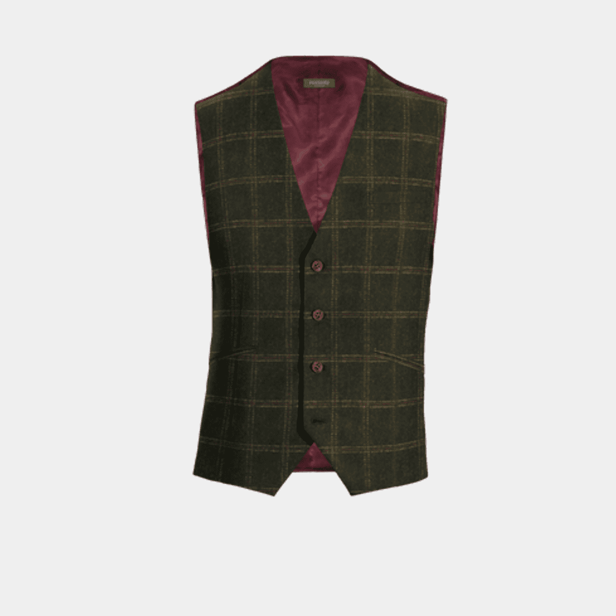 Forest green windowpane tweed 4-buttons Waistcoat