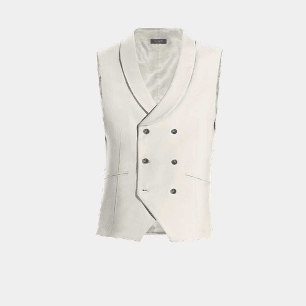 Ivory shawl lapel double-breasted 6-buttons Suit Vest with brass buttons