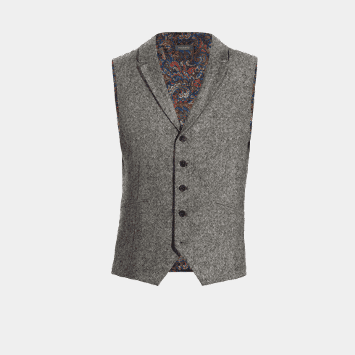 Light gray donegal tweed lapeled Dress Vest