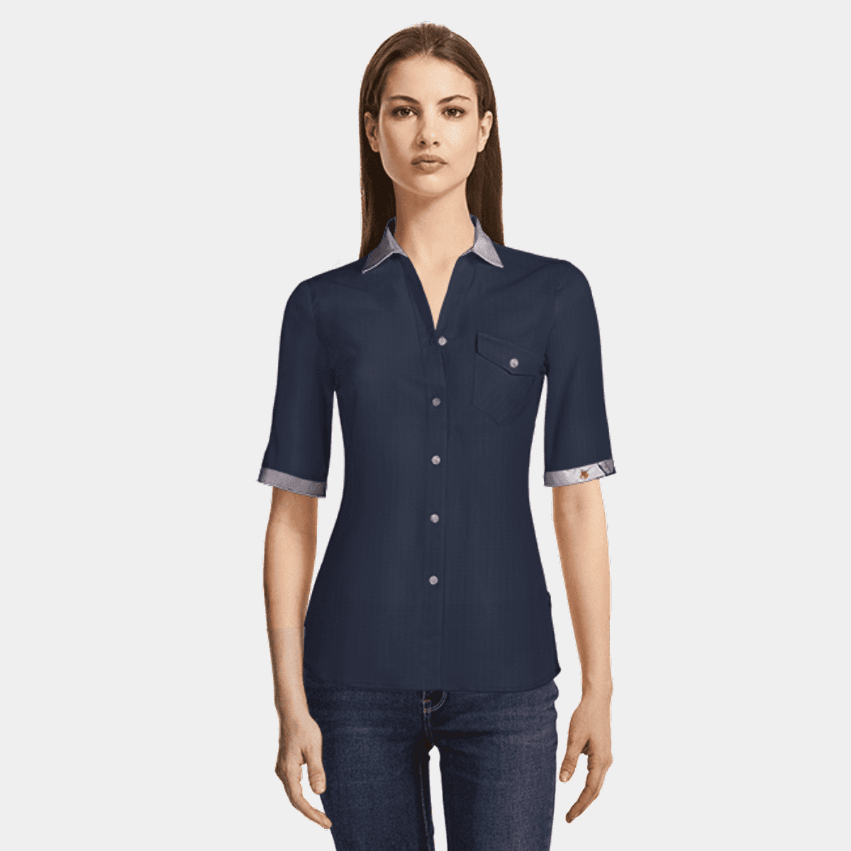Blue Short Sleeve Blouse Sumissura
