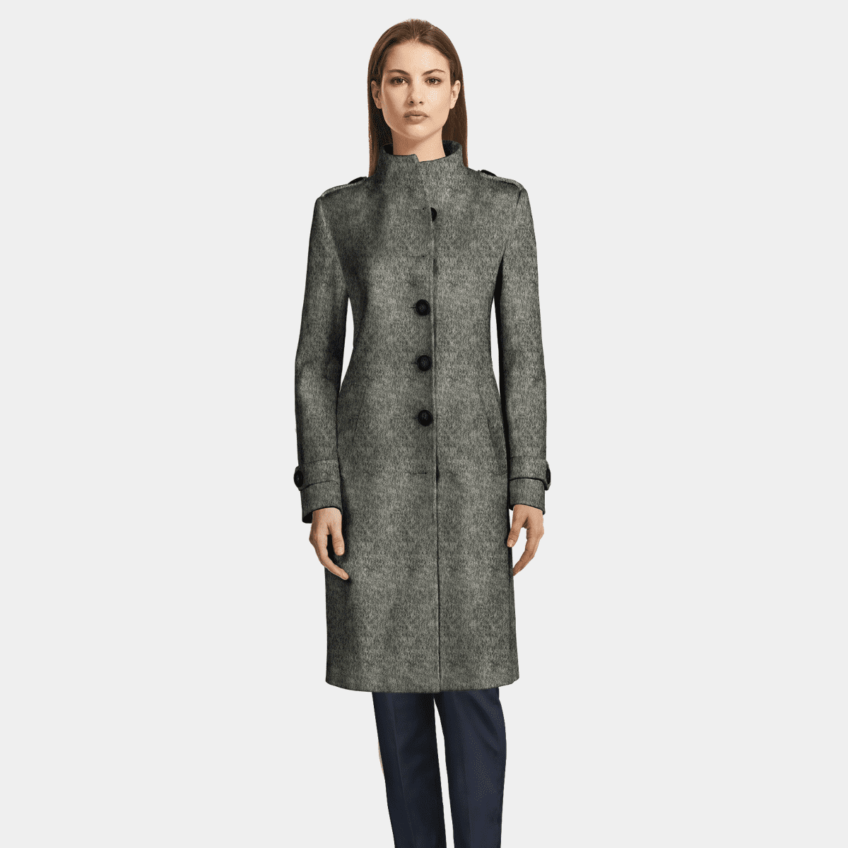 Abrigo cuello alto largo gris claro | Sumissura