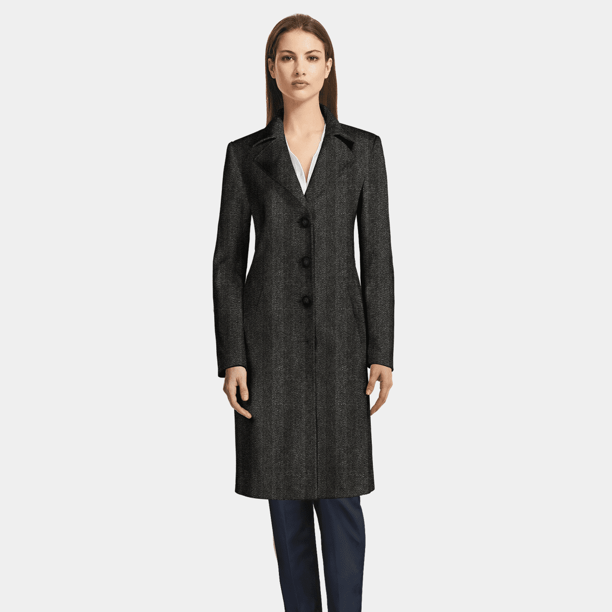Long gray Overcoat with wide lapels | Sumissura