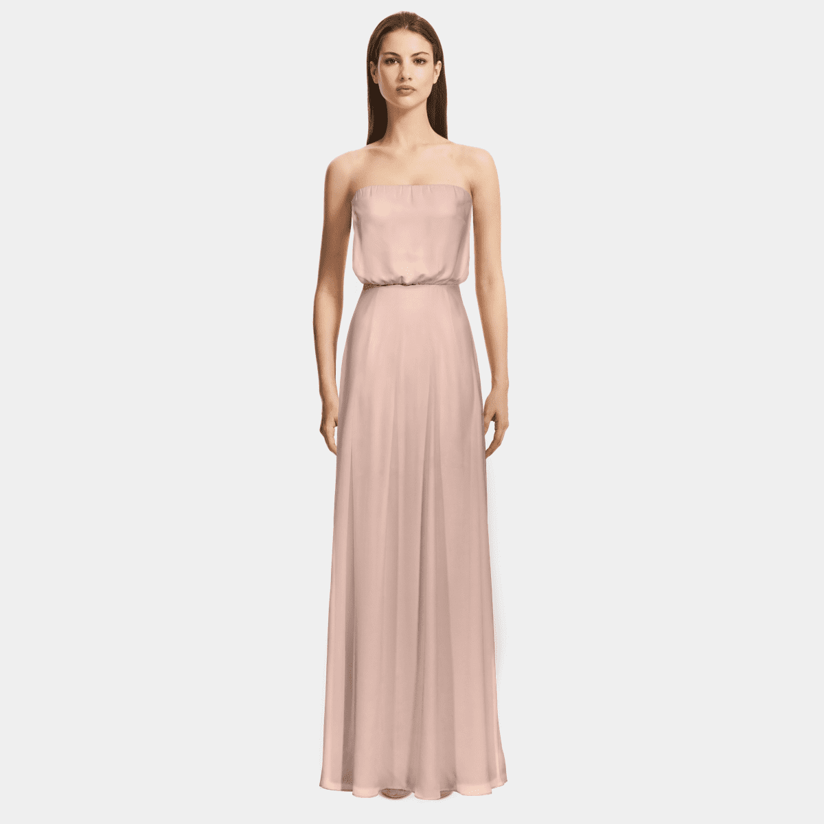 Blush Pink strapless Blouson Maxi Dress | Sumissura