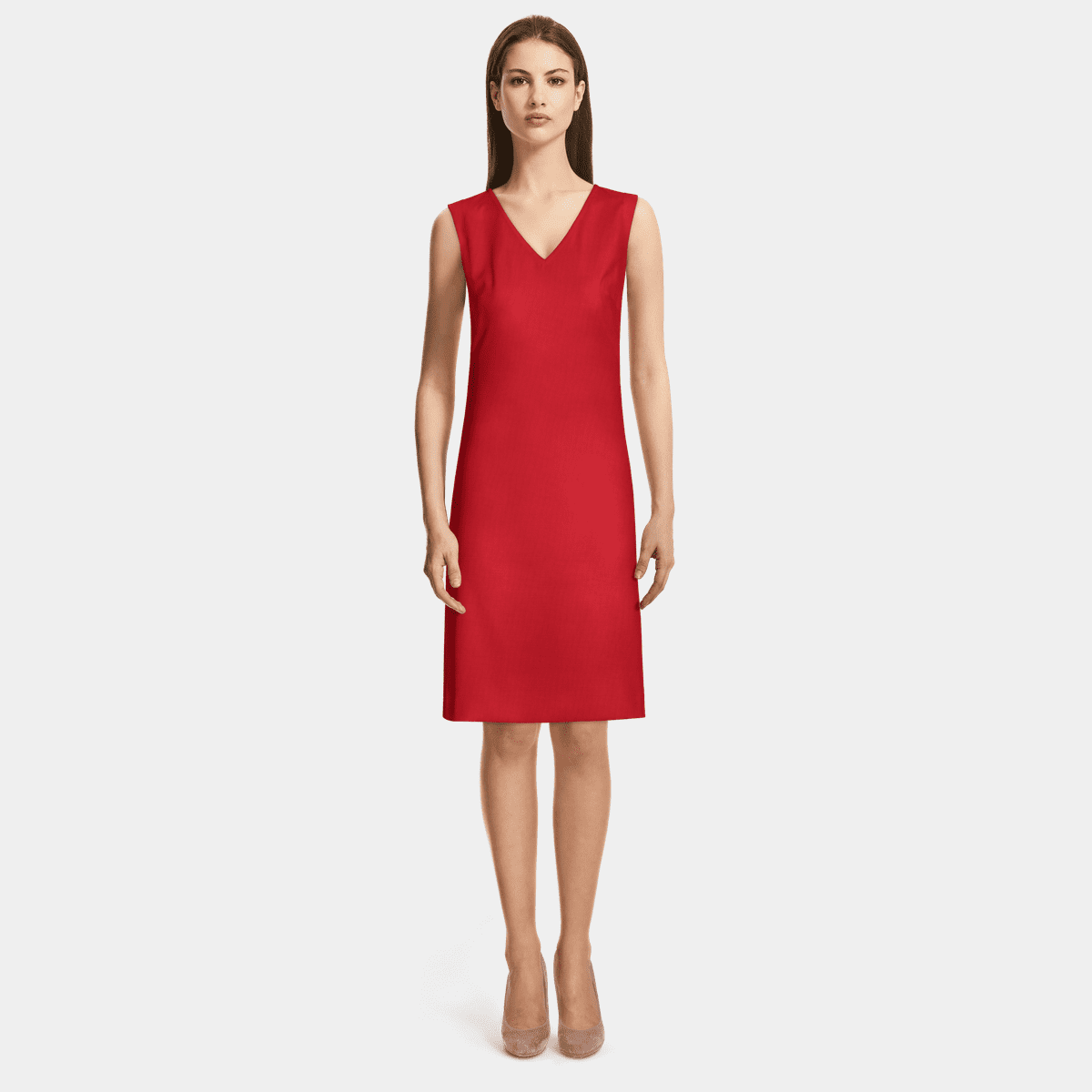 Intense Red v-neck Shift Dress