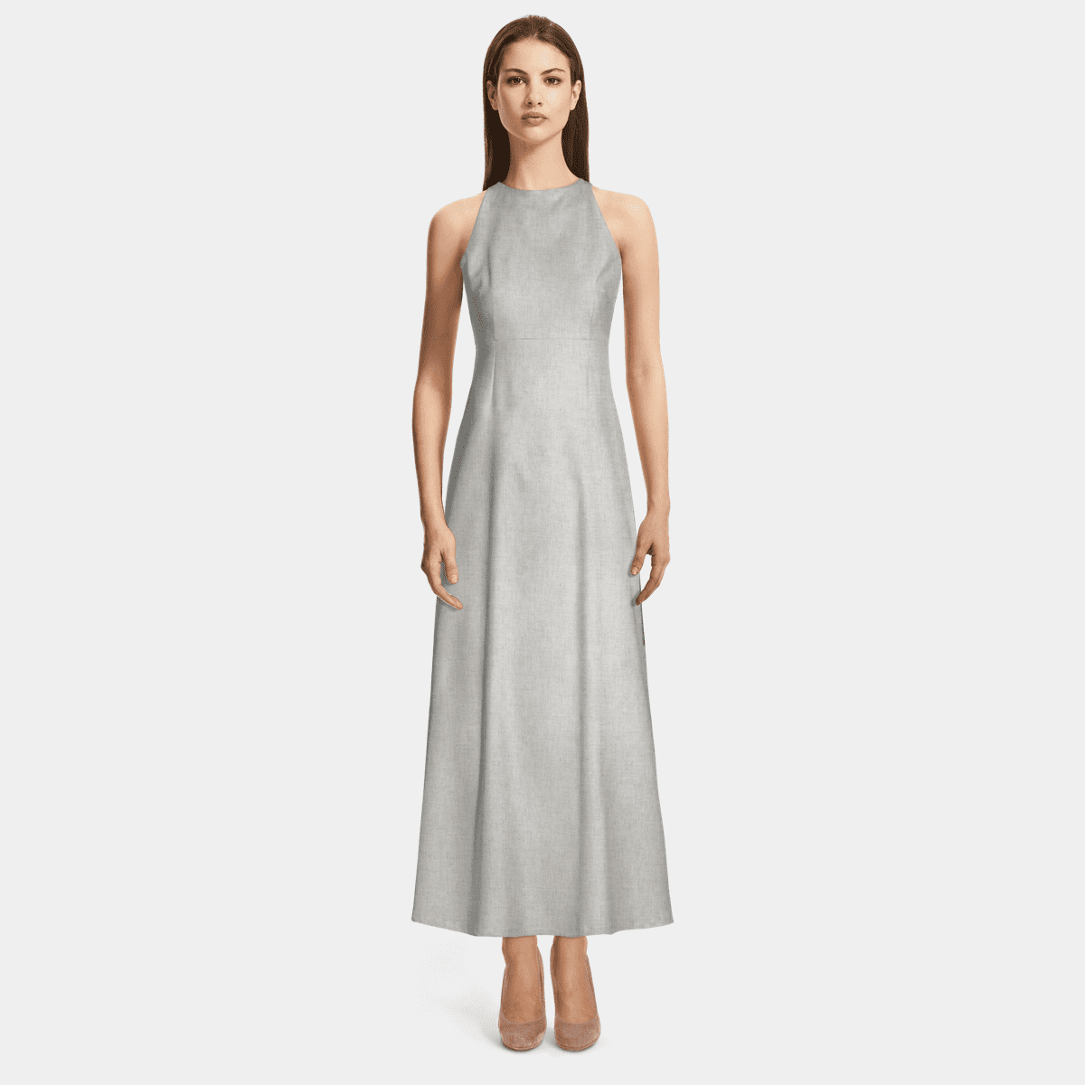 Light Gray halter Long Dress | Sumissura