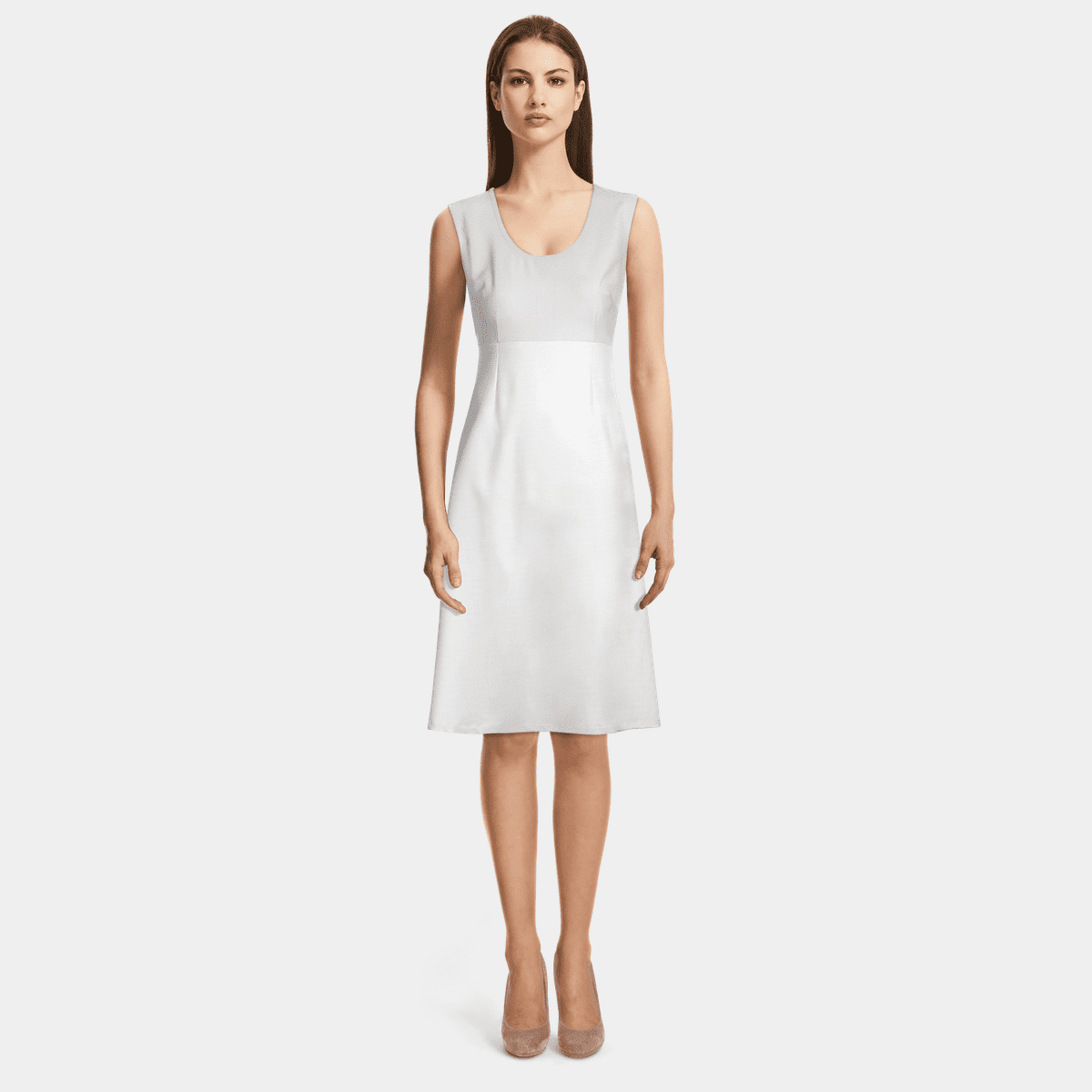 Vestido A line Blanco escote en U sin mangas | Sumissura