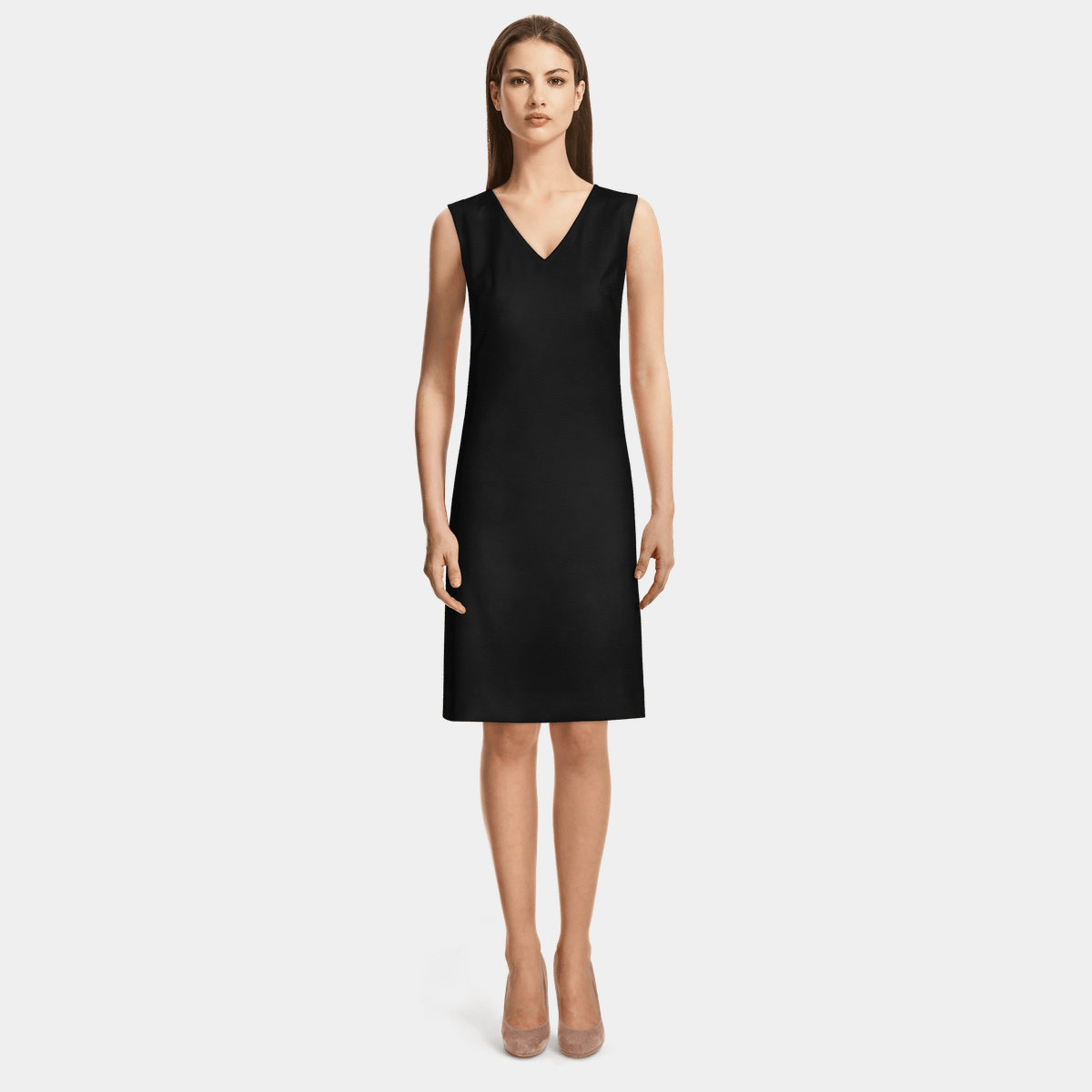 Black v-neck Shift Dress