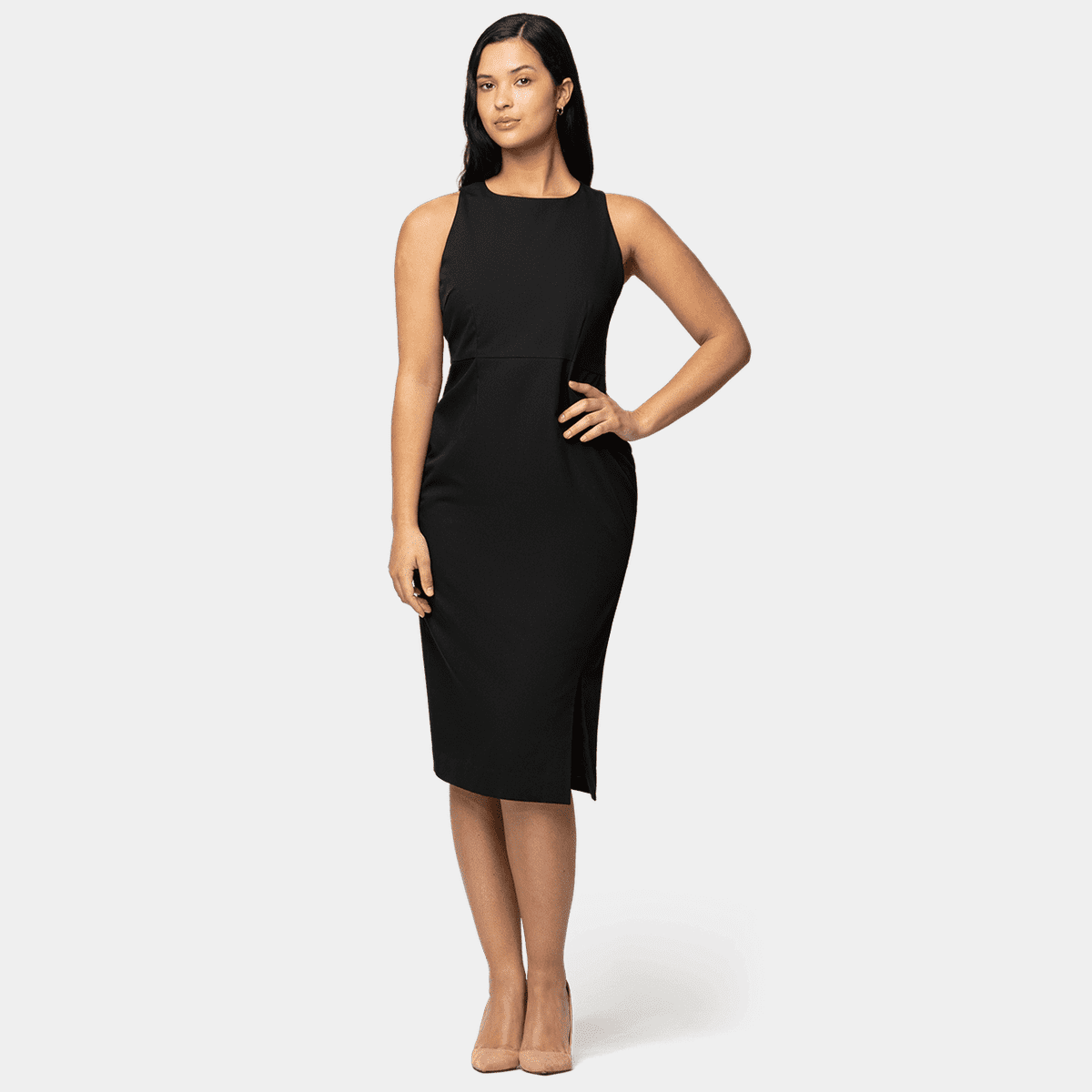 Black halter Sheath Midi Dress | Sumissura