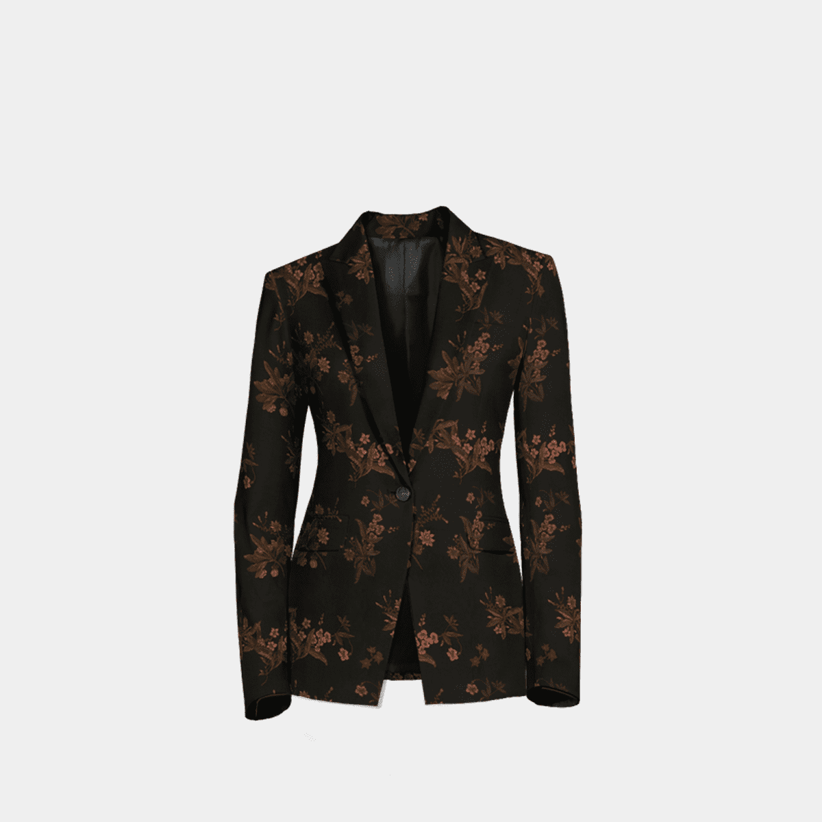 Black floral jacquard year-round Blazer with peak lapels