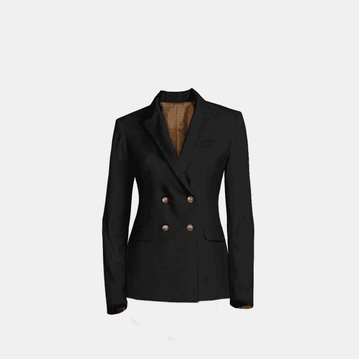 Schwarzer knitterfrei stretch super 120s Merinowolle Doppelreiher Blazer