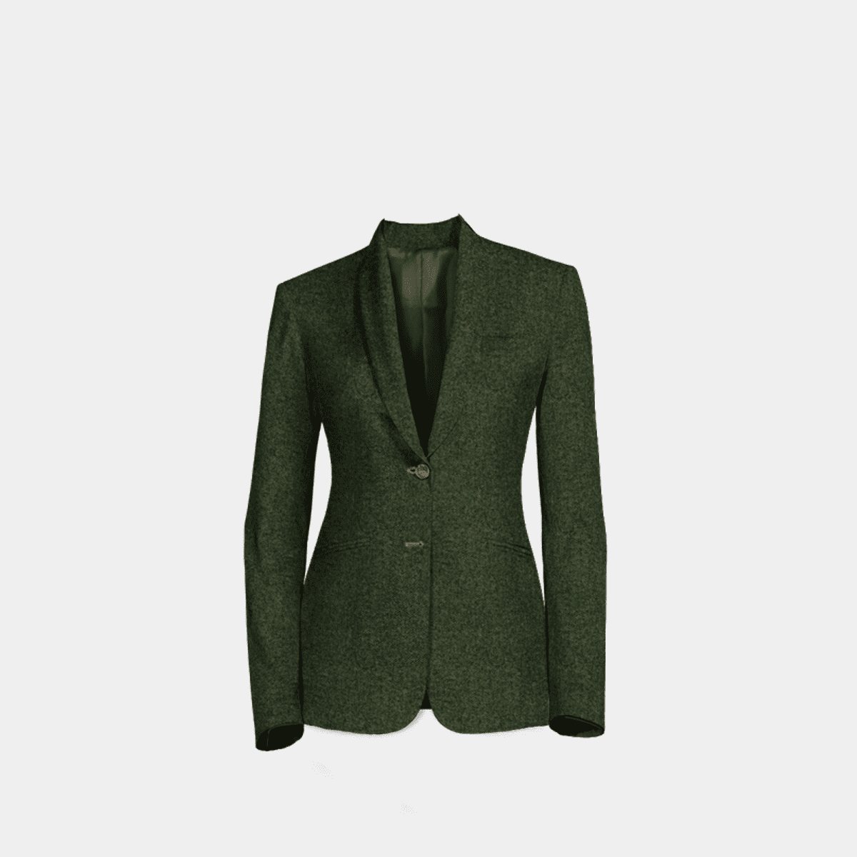 Forest green herringbone tweed essential Blazer with shawl lapels ...