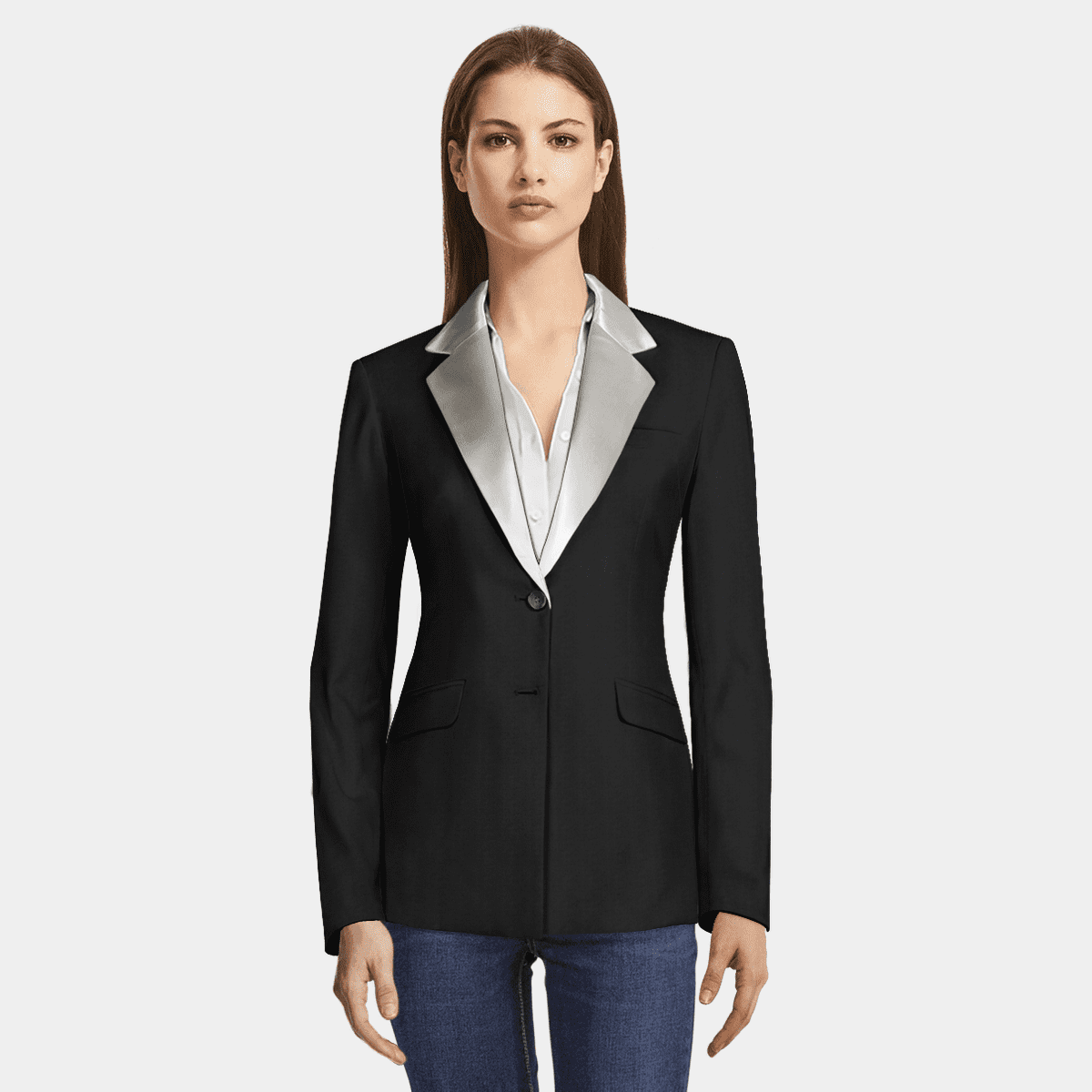Onyx black wide lapel year-round Tuxedo Blazer | Sumissura