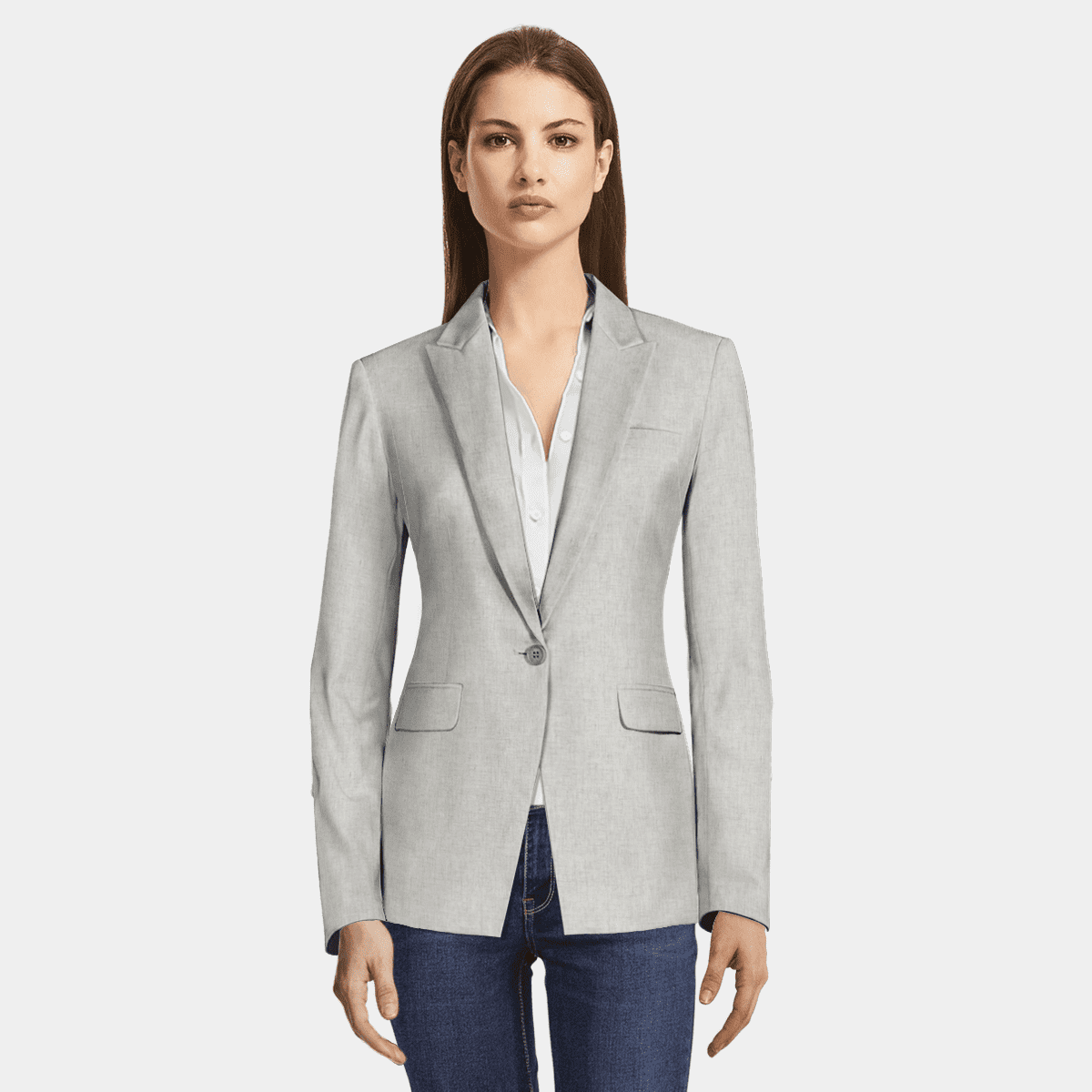Light gray stretch year-round Blazer with peak lapels