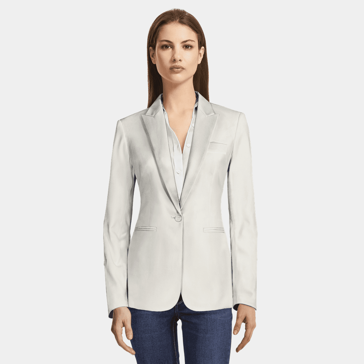 Ivory essential Blazer with peak lapels