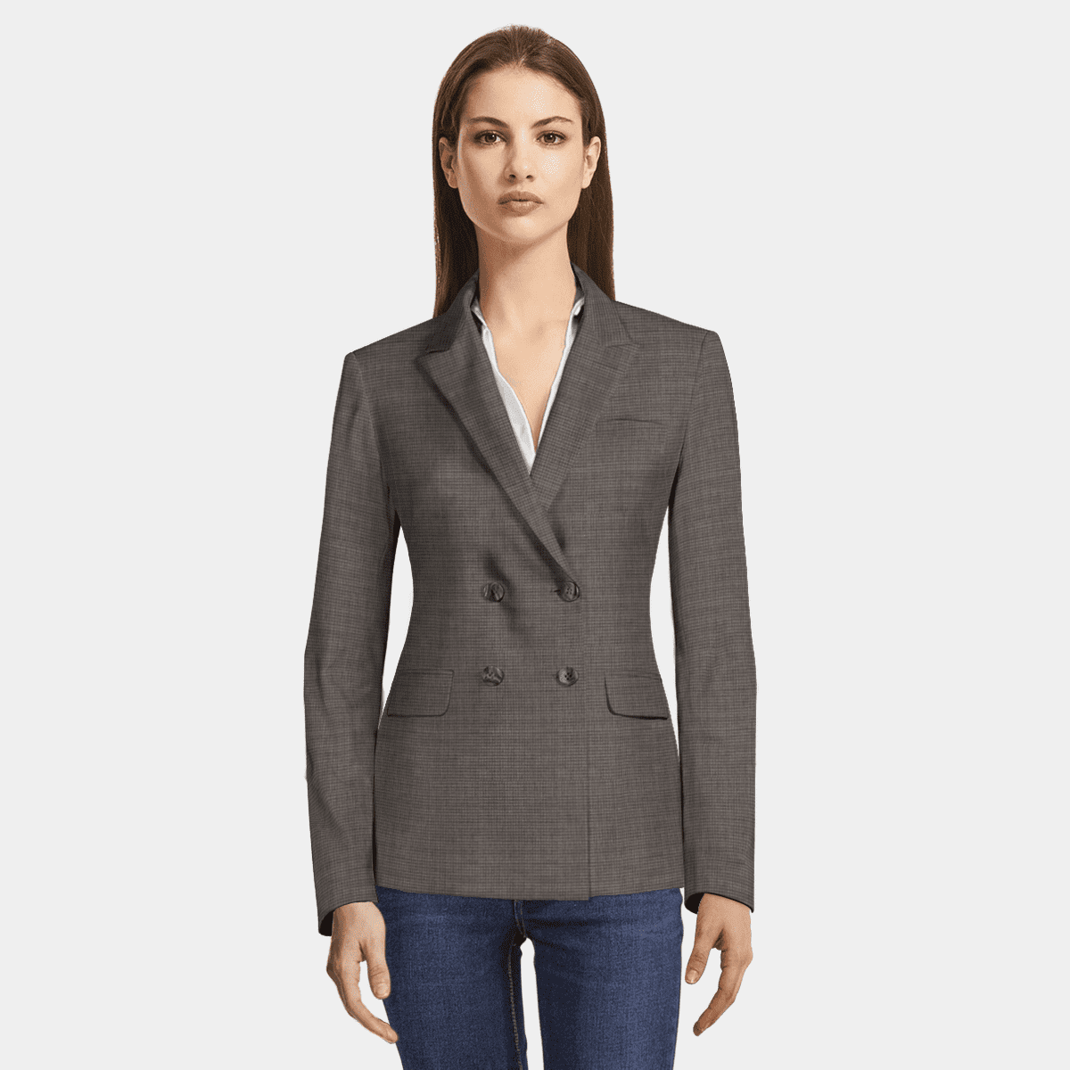 Cerruti 1881 charcoal checked stretch Pure wool double breasted Blazer ...