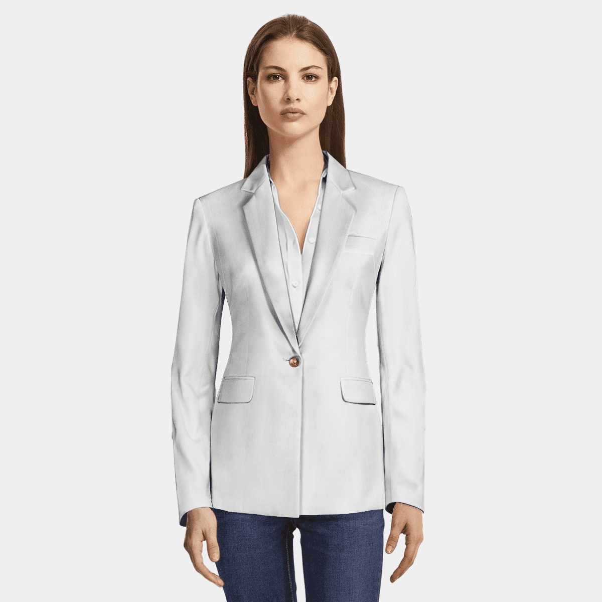 Off-white year-round Jacket with brass button | Sumissura