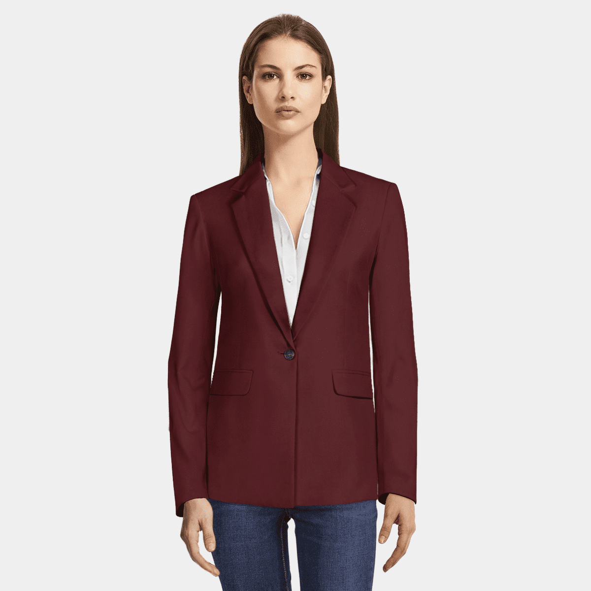 Burgundy stretch wide lapel essential Blazer - relaxed fit | Sumissura