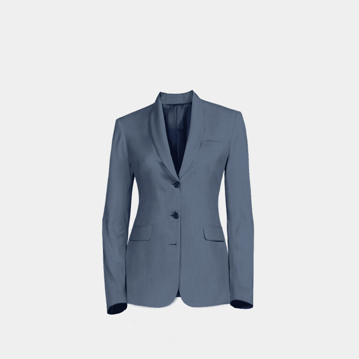 Steel blue year-round 3-buttons Blazer with shawl lapels
