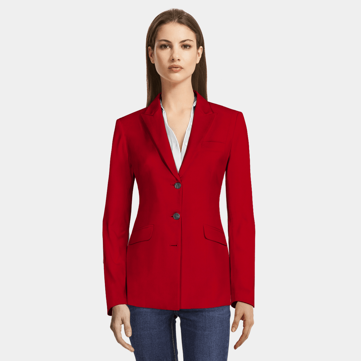 Intense Red 3-button Blazer with peak lapels | Sumissura