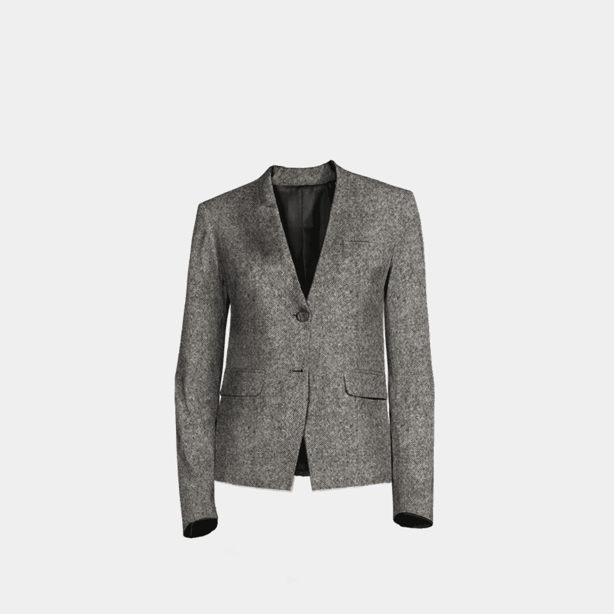 Light Gray tweed no-lapels cropped Jacket - relaxed fit | Sumissura