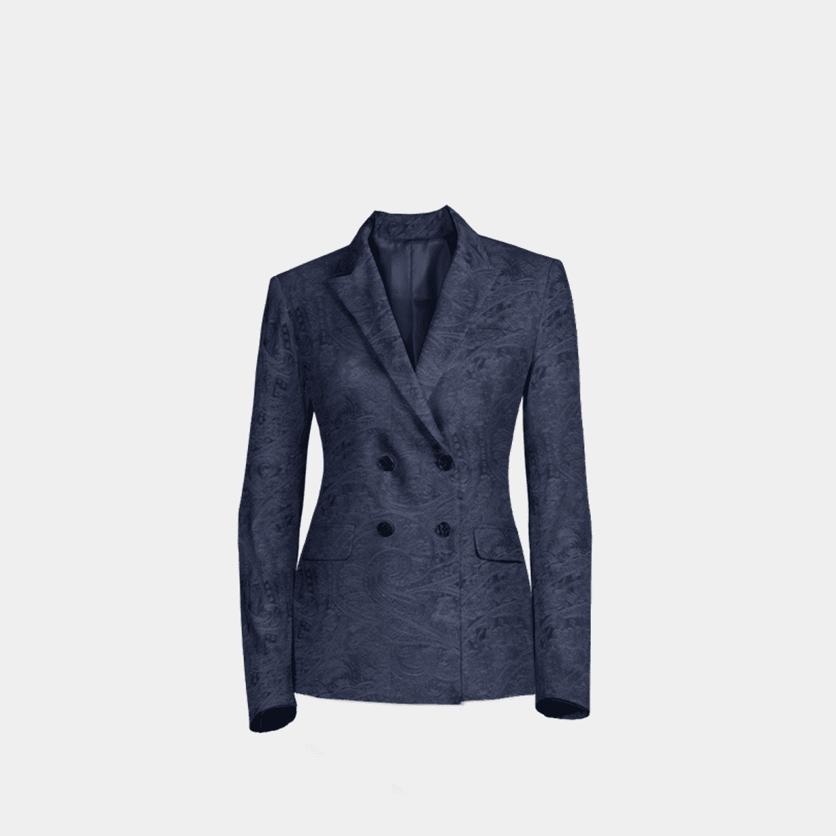 Blue paisley velvet double breasted Blazer | Sumissura
