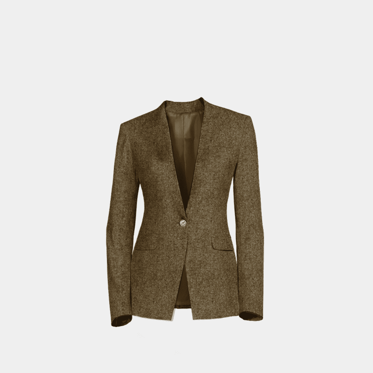 Brown tweed no-lapels Jacket