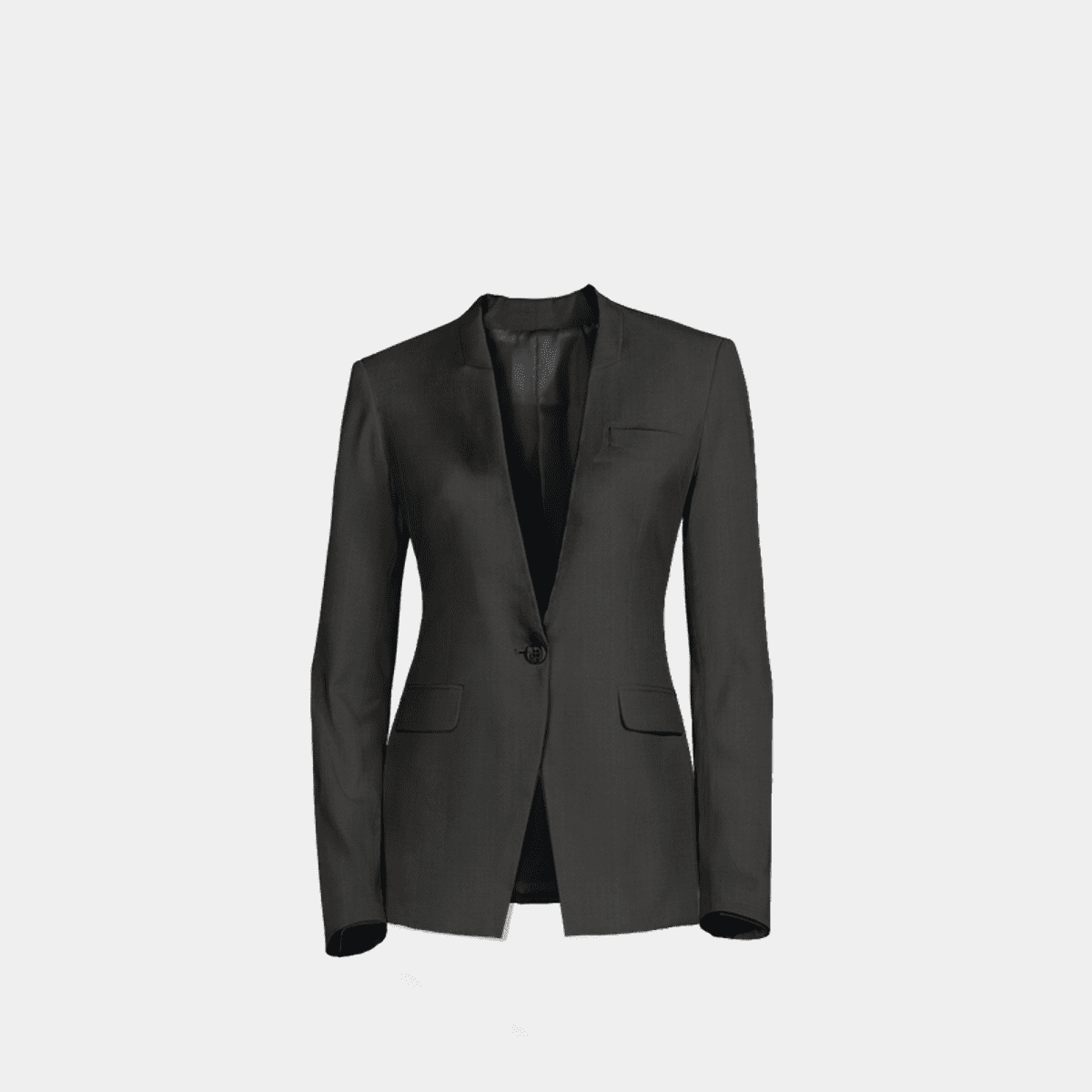 Premium Gray striped wool no-lapels Blazer