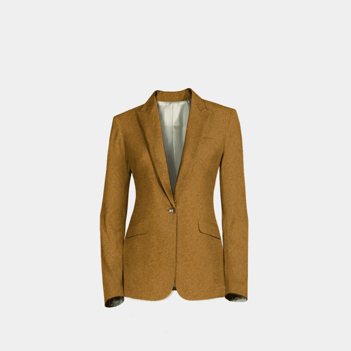 Mustard tweed one-button Jacket with brass button | Sumissura