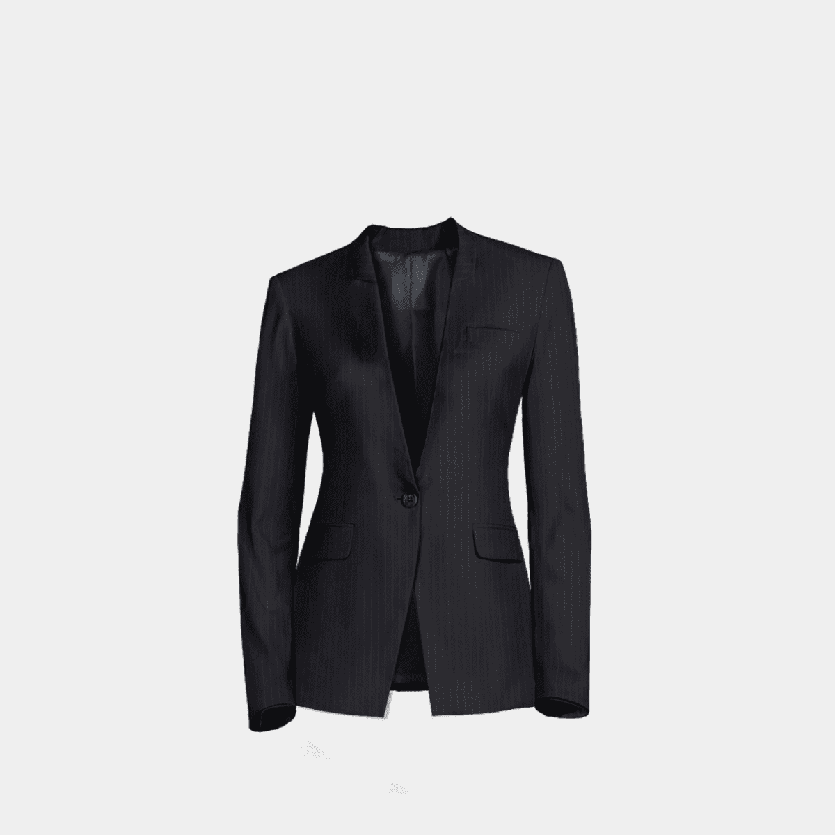 Dark Blue striped stretch no-lapels Blazer