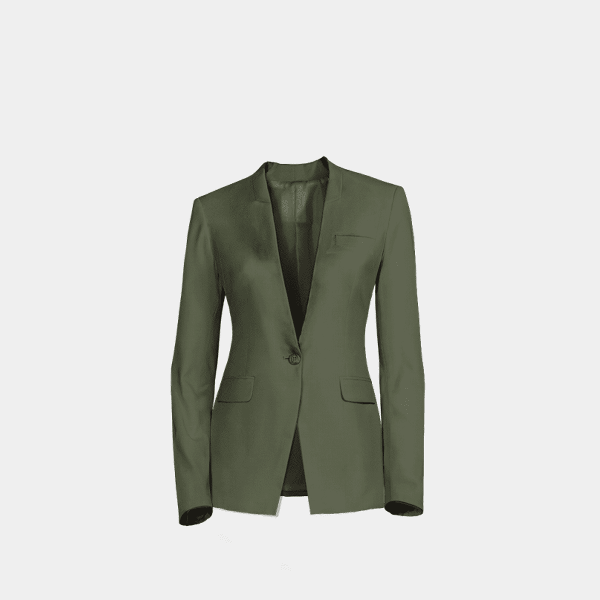 Green stretch no-lapels Blazer