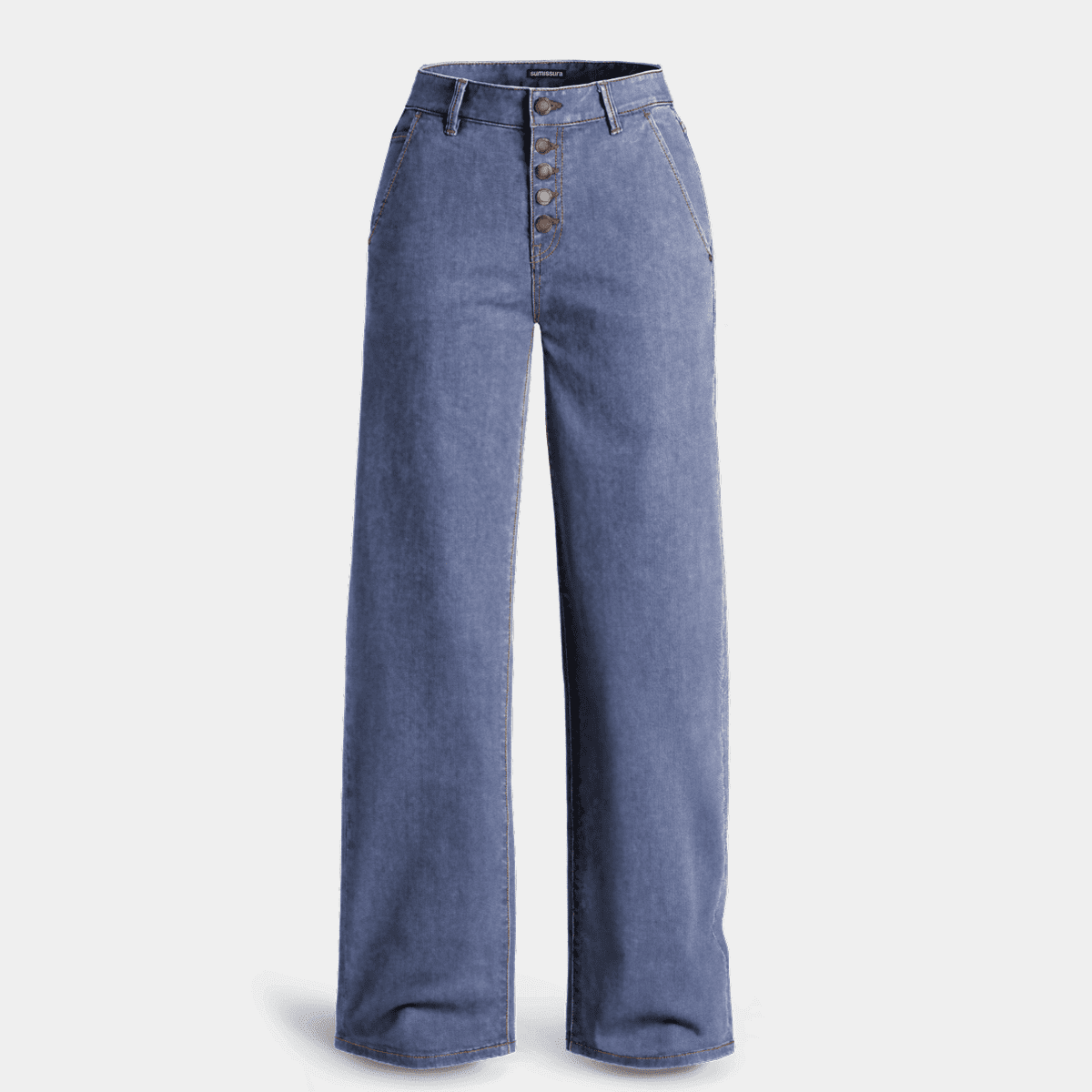 Business Wide leg Jeans with exposed fly buttons | Sumissura