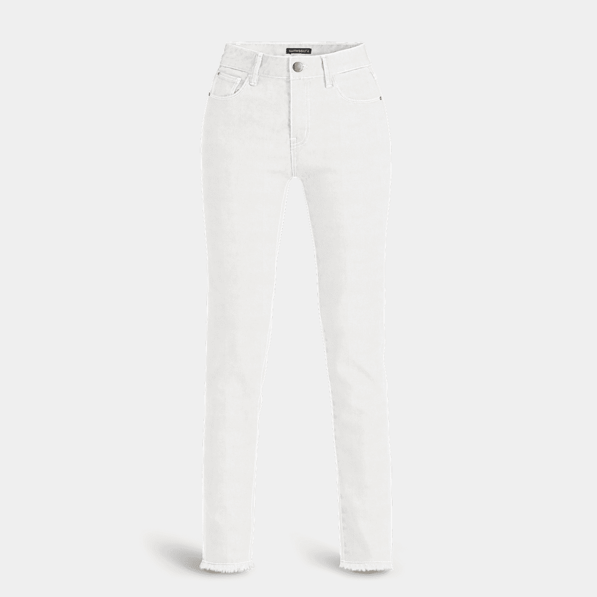 Uniform white frayed Slim fit Jeans | Sumissura