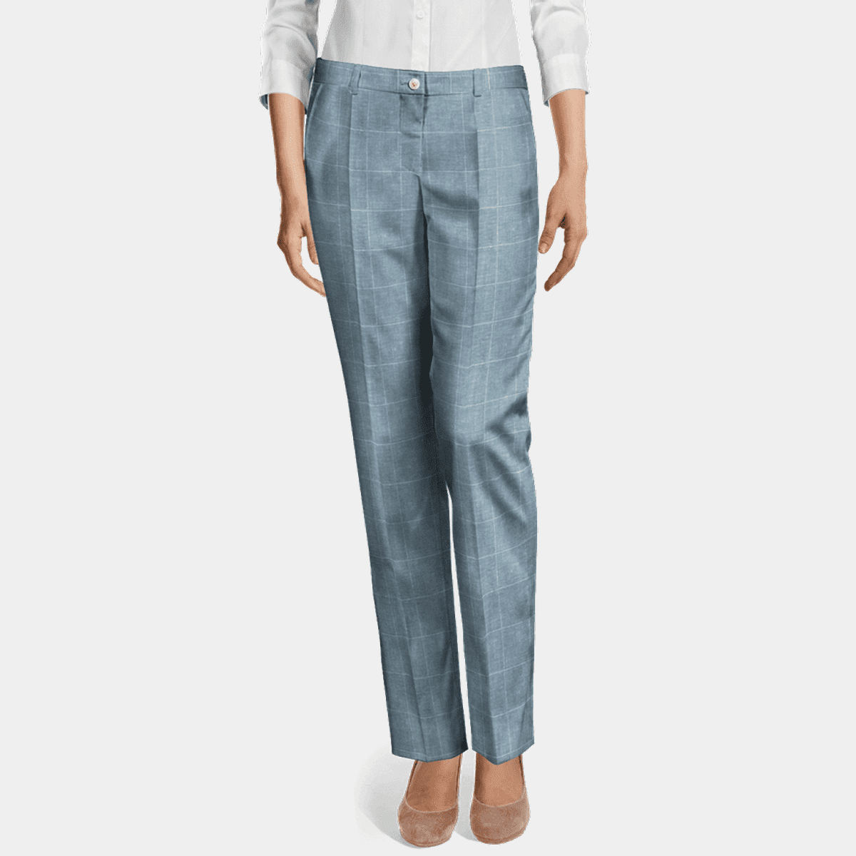 Women's blue checked Pants | Sumissura