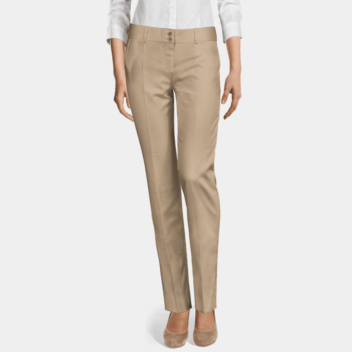 Champagne flat-front slim fit Dress Pants