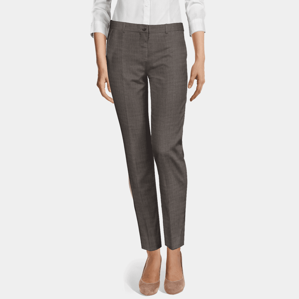 Cerruti 1881 charcoal checked pure wool flat-front stretch Cigarette Pants