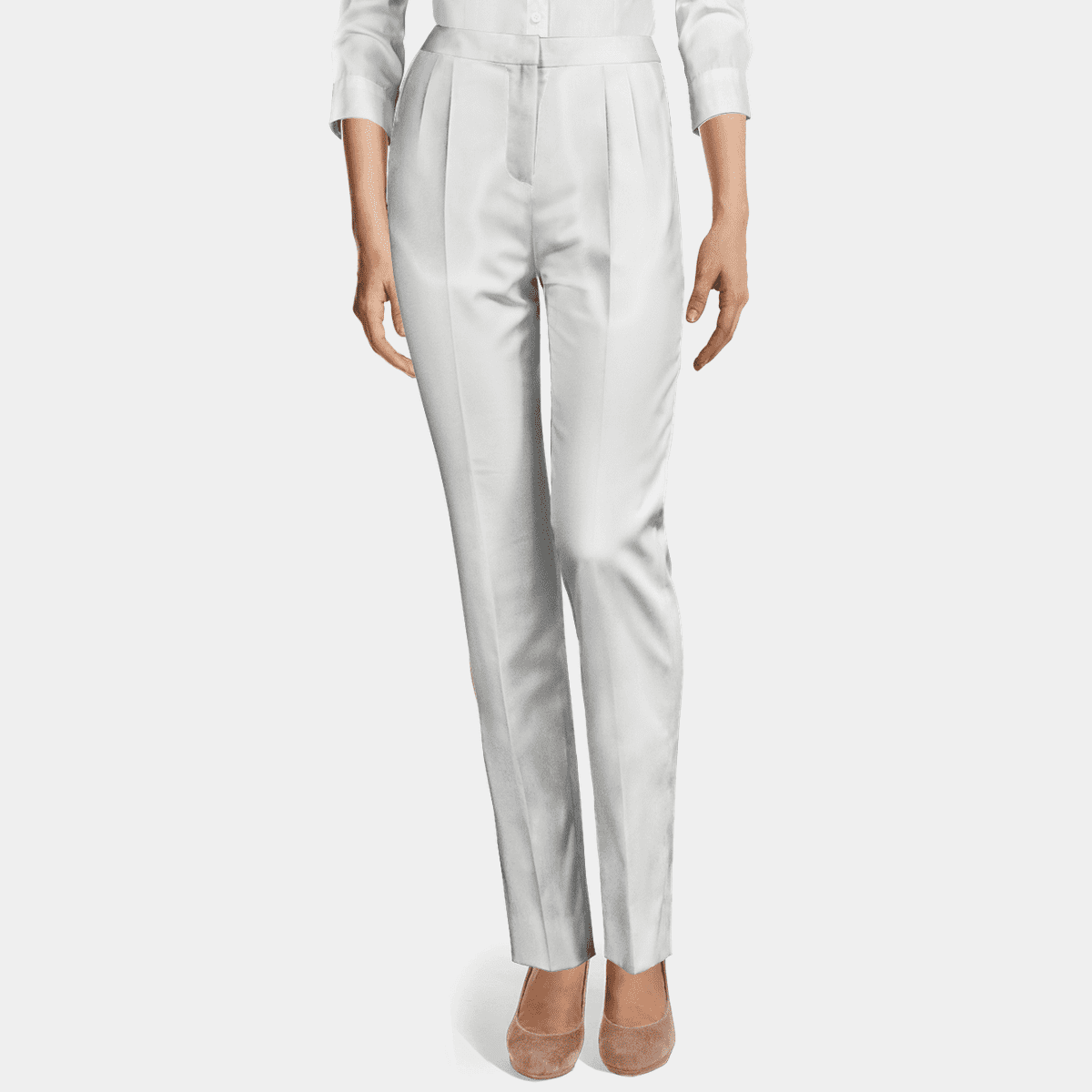 All white high waisted pleated stretch Dress Pants | Sumissura