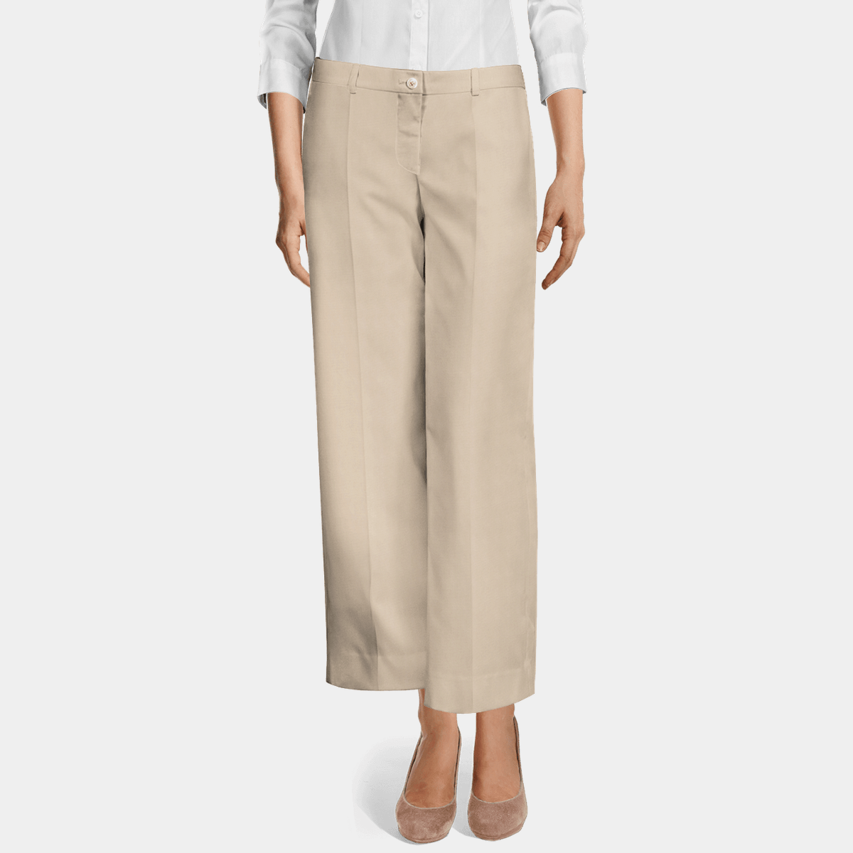Champagne flat-front Wide leg cropped Pants | Sumissura