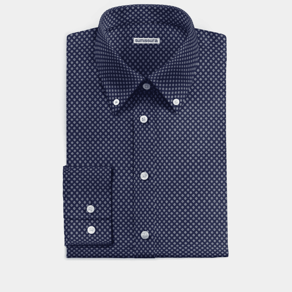 Premium Deep Blue micropattern button down no-iron cotton Shirt | Sumissura