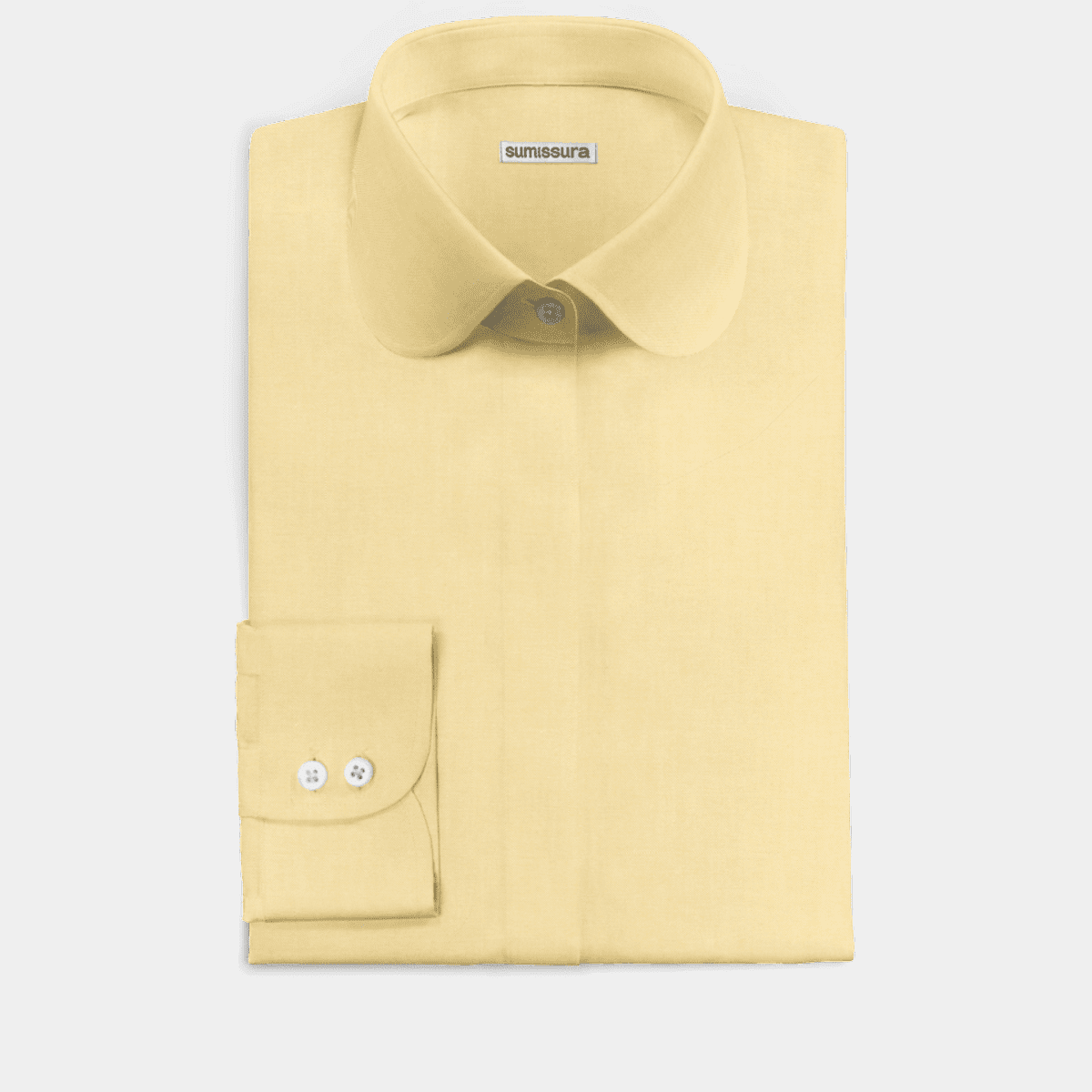 Light Yellow round collar cotton Shirt - loose fit | Sumissura