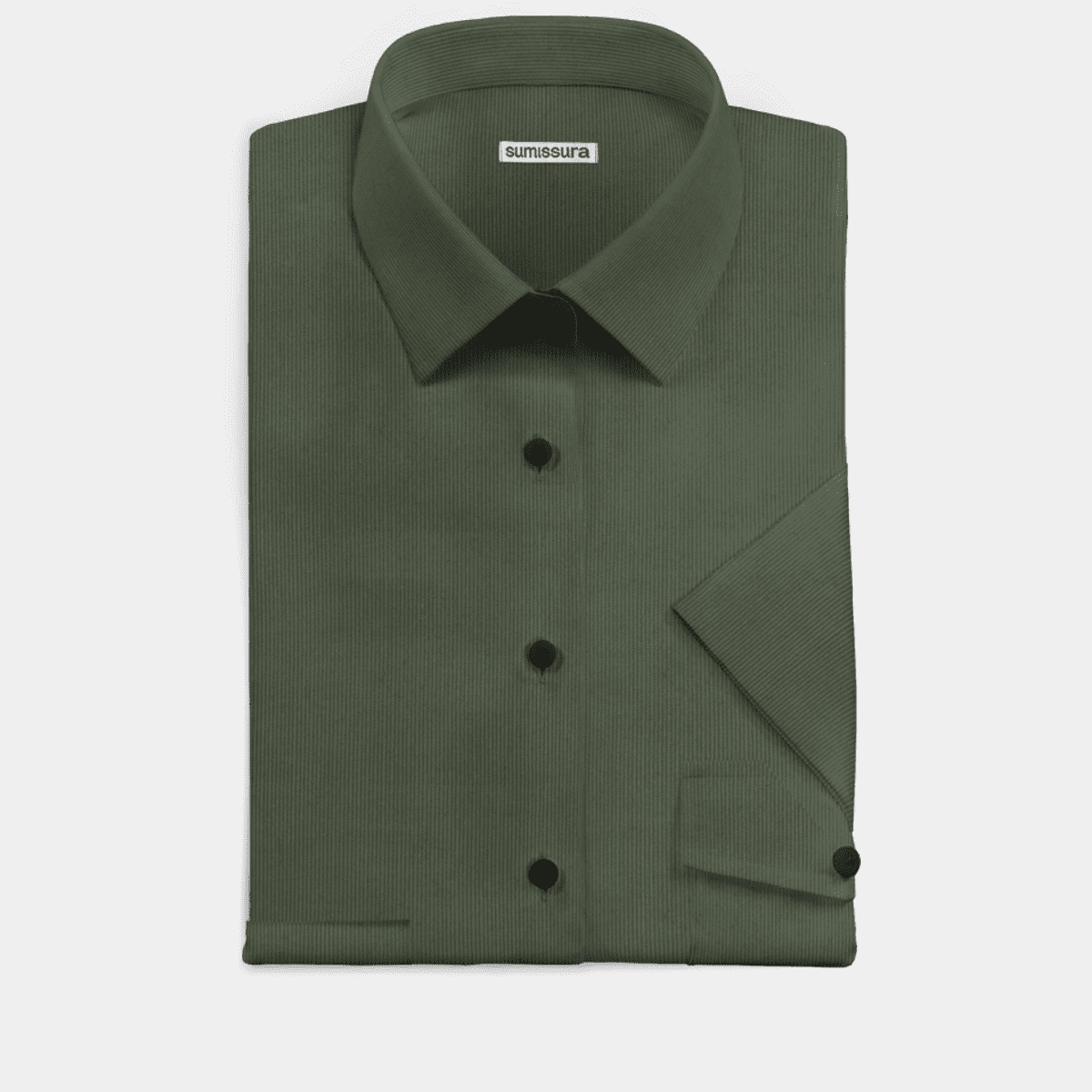 Sage Green short sleeved cotton Dress Shirt with pockets | Sumissura