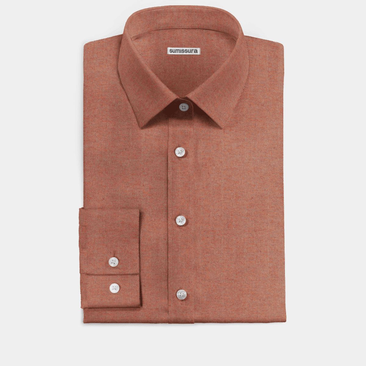 Camisa de vestir terracota herringbone algodón | Sumissura