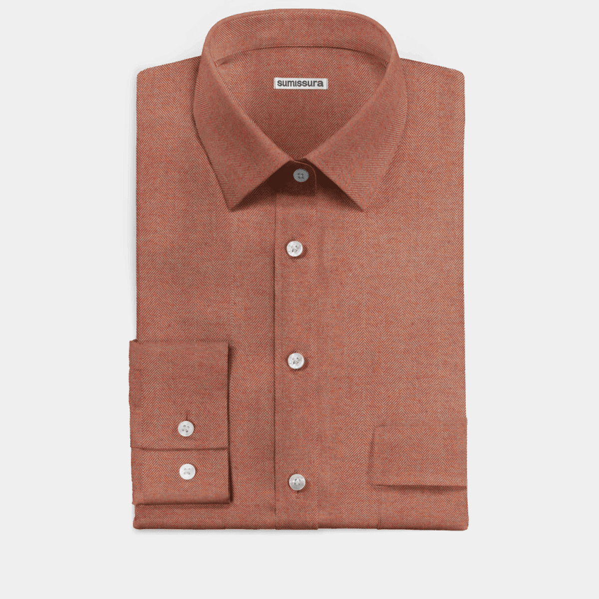 Terracotta herringbone cotton Dress Shirt with pockets | Sumissura