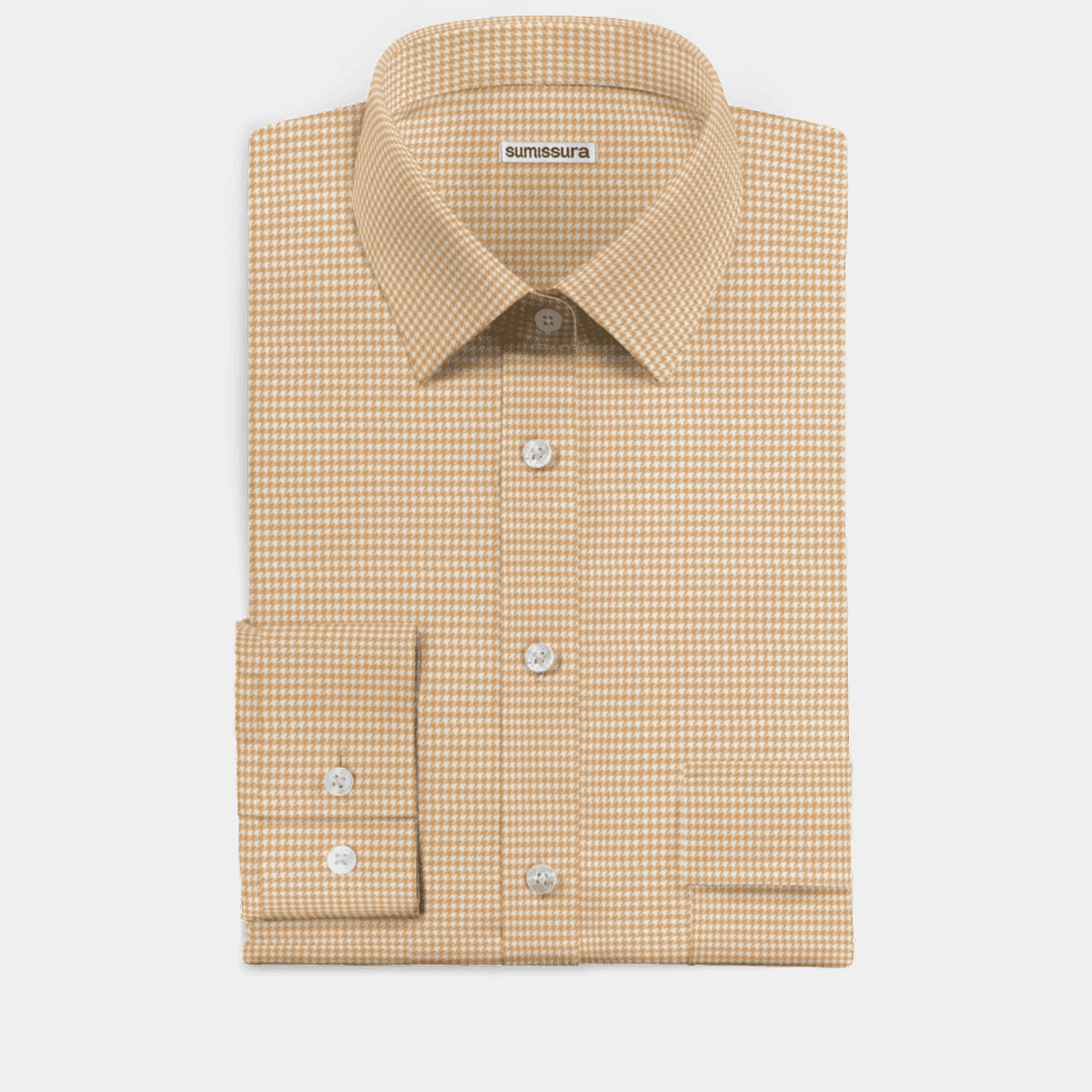 Premium Beige Houndstooth tencel Dress Shirt with pockets