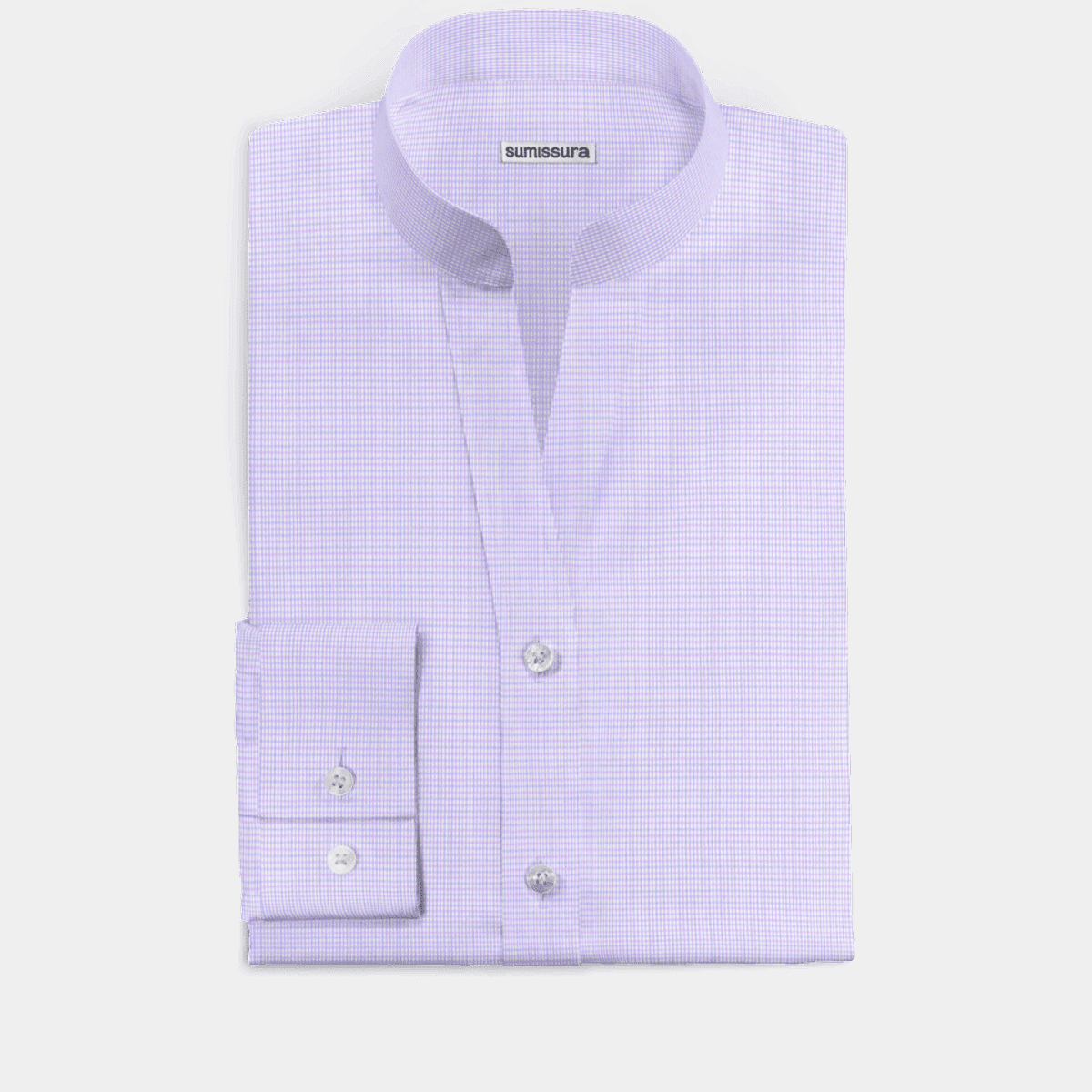 Blue checked stand-up collar no-iron cotton Dress Shirt | Sumissura