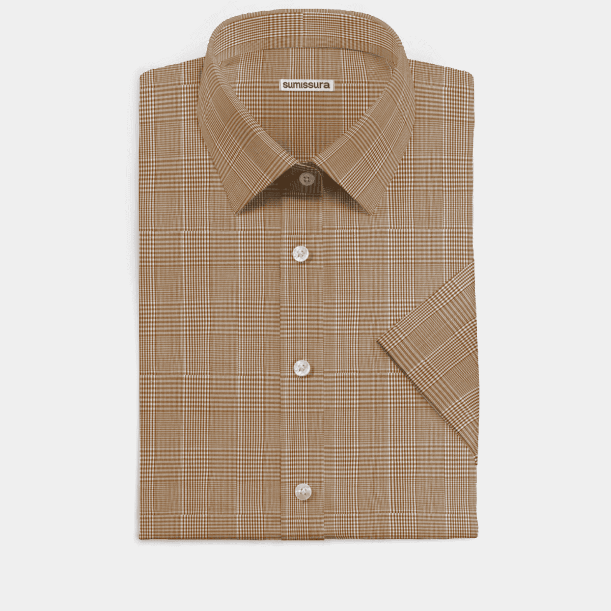 Camisa de vestir marrón a cuadros de manga corta de verano | Sumissura