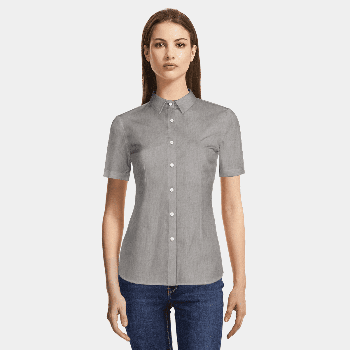 Camisa gris de manga corta oxford | Sumissura