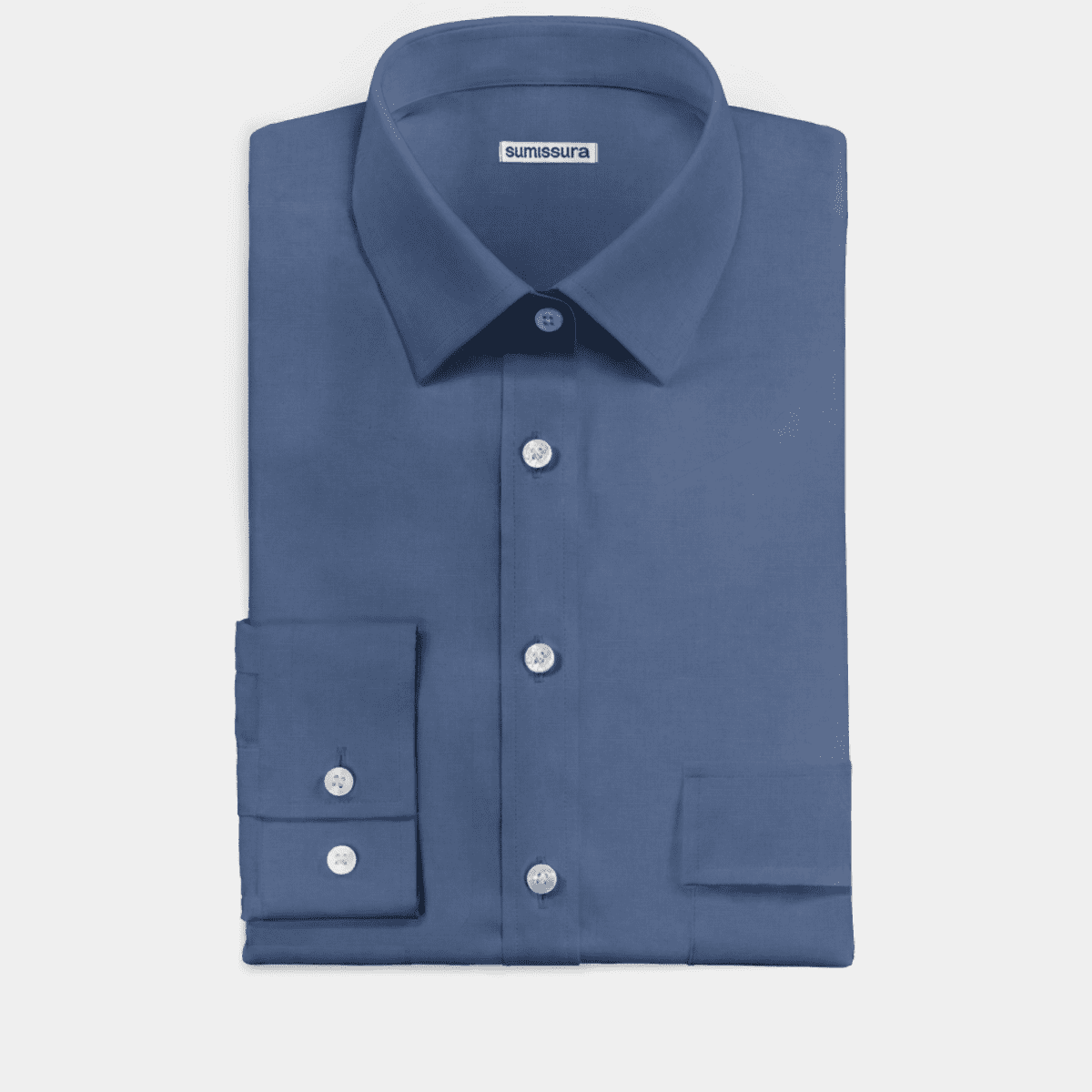 Royal Blue linen-cotton Dress Shirt with pockets