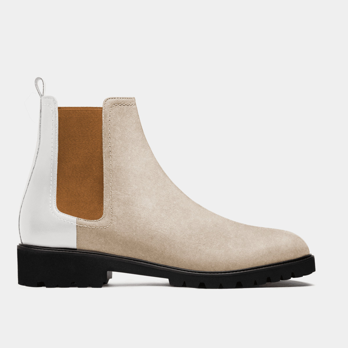 Botas Chelsea 2 tonos - serraje y becerro beige y blanco | Sumissura