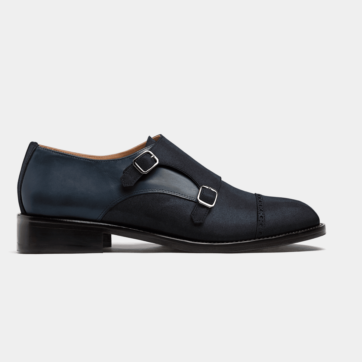 Monk Brogues - blue suede & leather | Sumissura