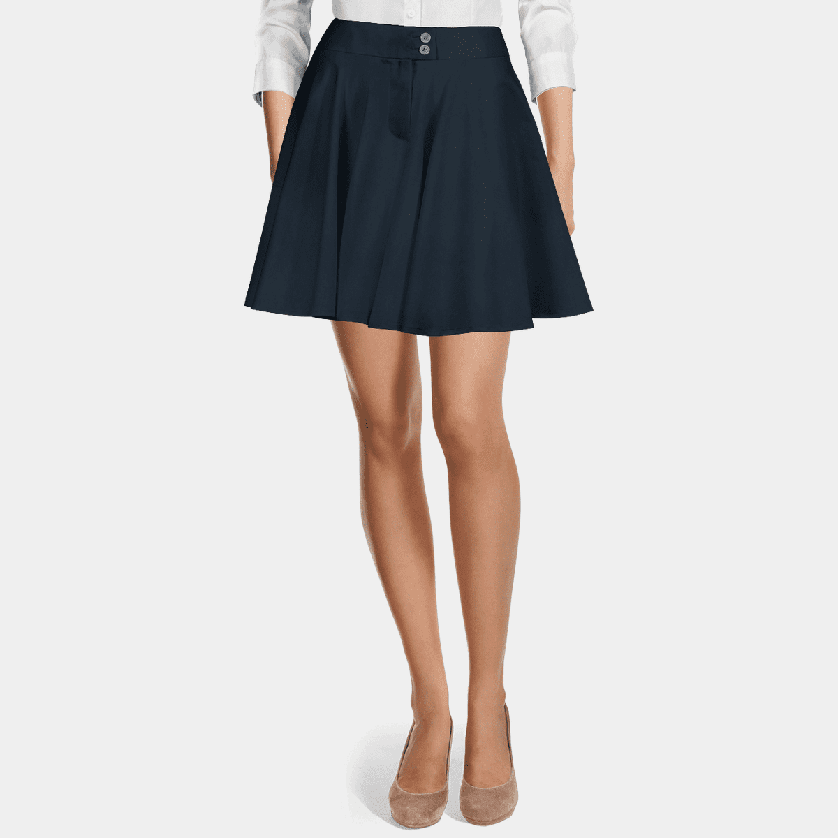 Dark blue high waisted short flared Skirt | Sumissura